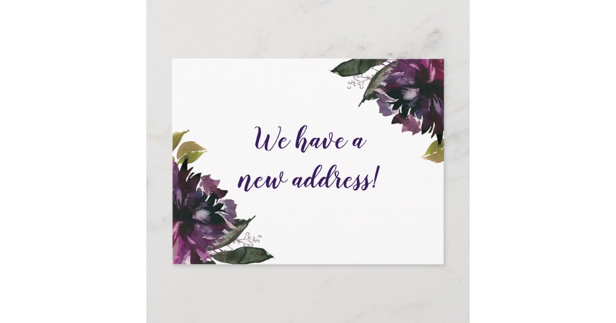 new address purple floral botanical postcard | Zazzle