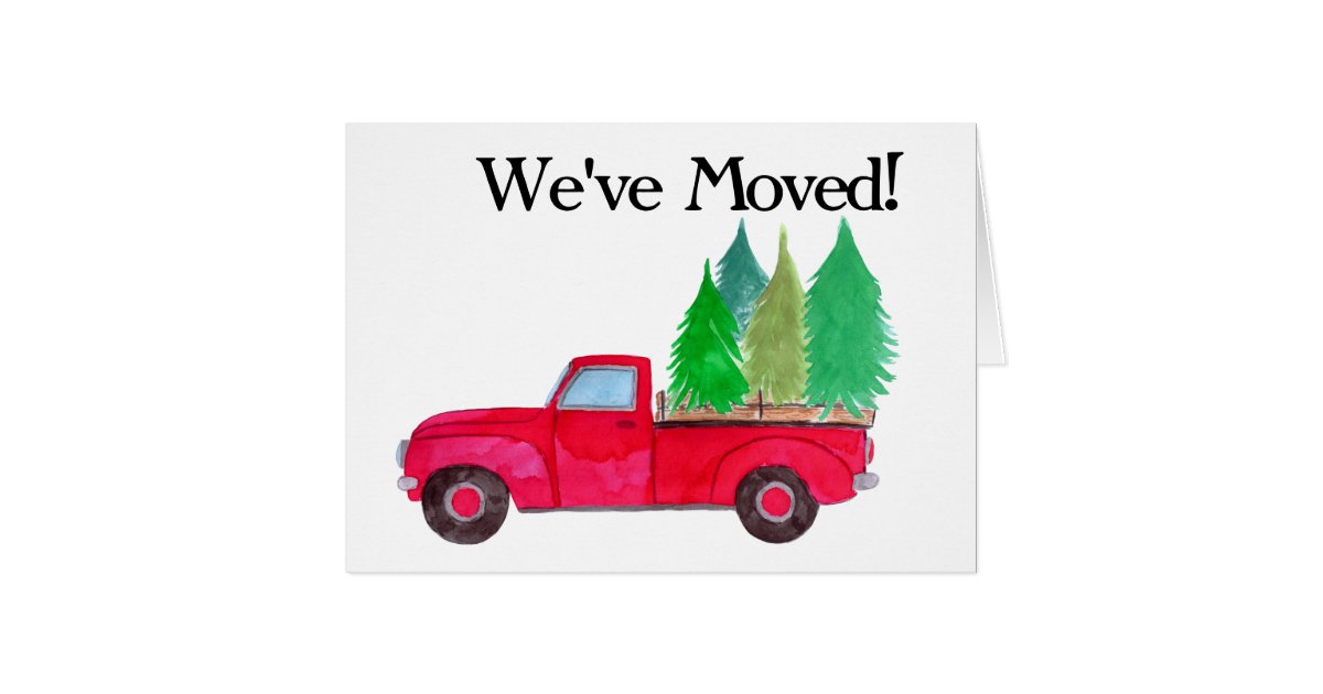 New Address Red Retro Pickup Truck | Zazzle