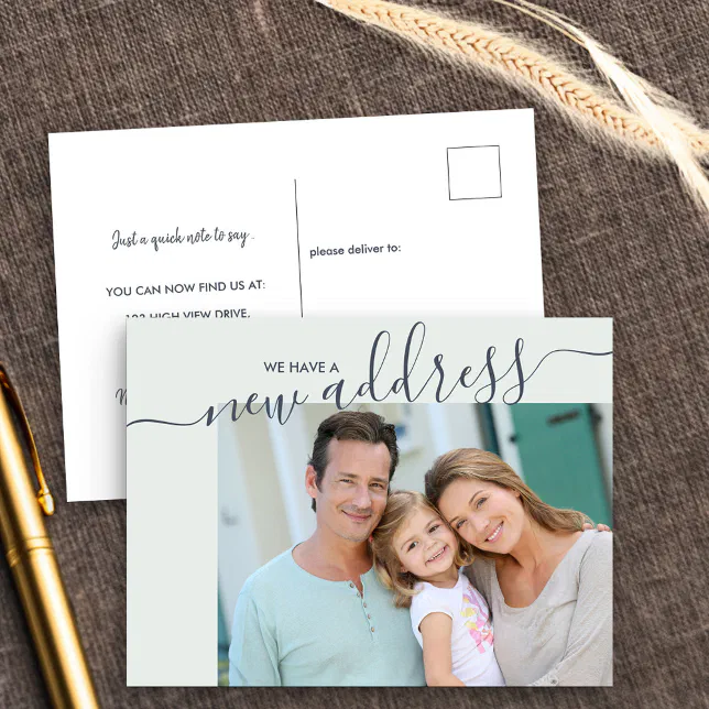New Address Script Elegant Photo Moving Announcement Postcard | Zazzle