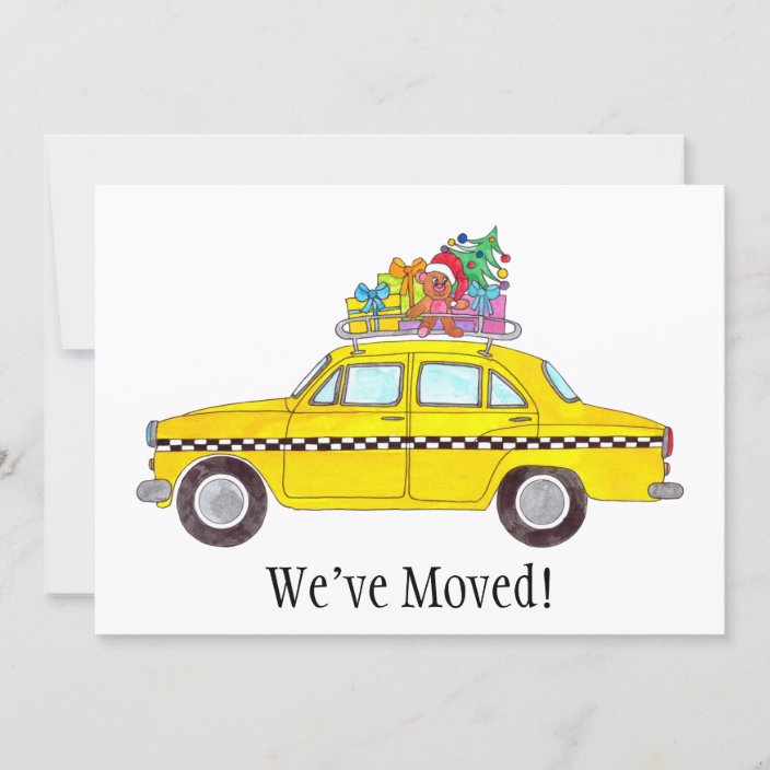 New Address Yellow Cab Taxi Christmas Gifts Invitation | Zazzle.com