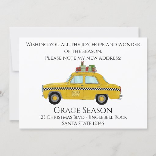 New Address Yellow Cab Taxi Christmas tree Invitation | Zazzle