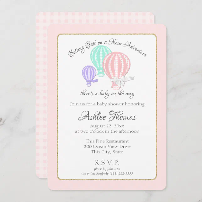 New Adventure Hot Air Balloons Baby Shower Invitat Invitation | Zazzle