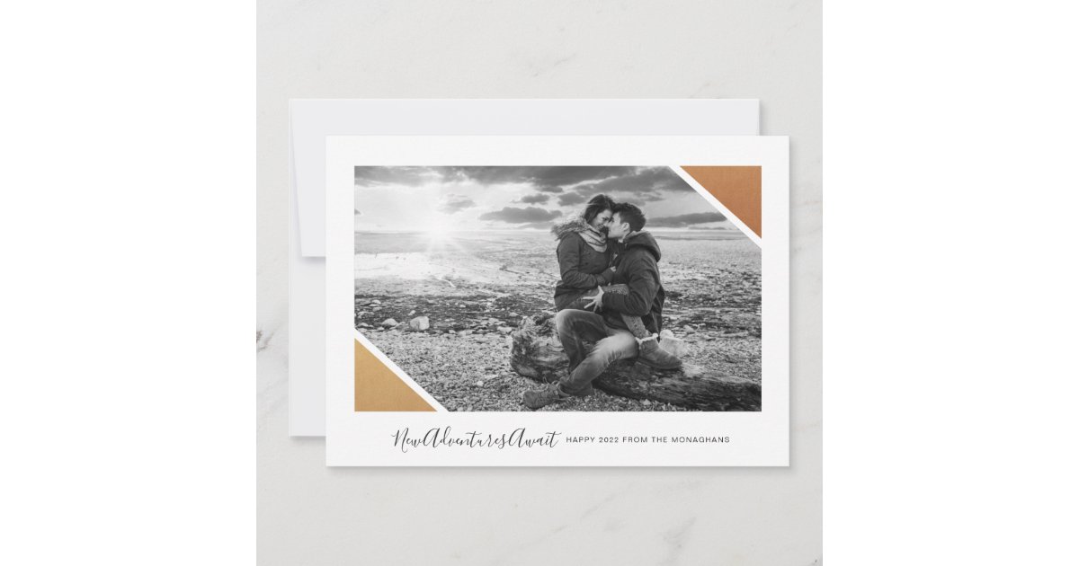 New Adventures Await | Photo New Year Card | Zazzle