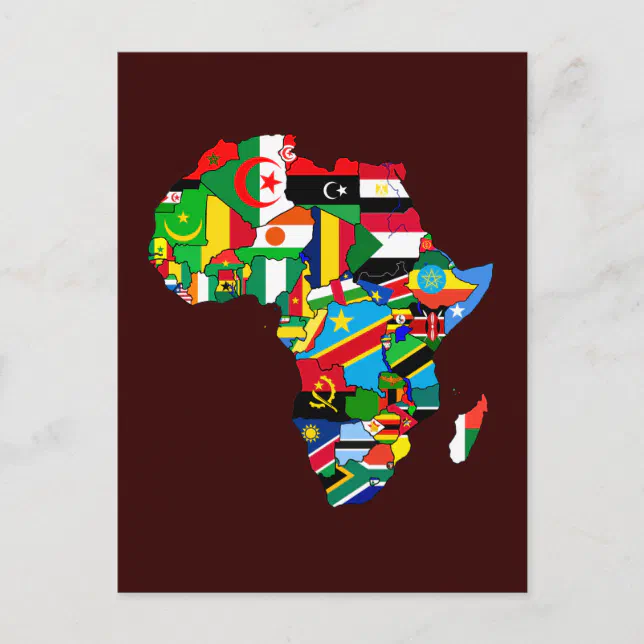 New African Country Flags Flag Map of Africa Postcard | Zazzle