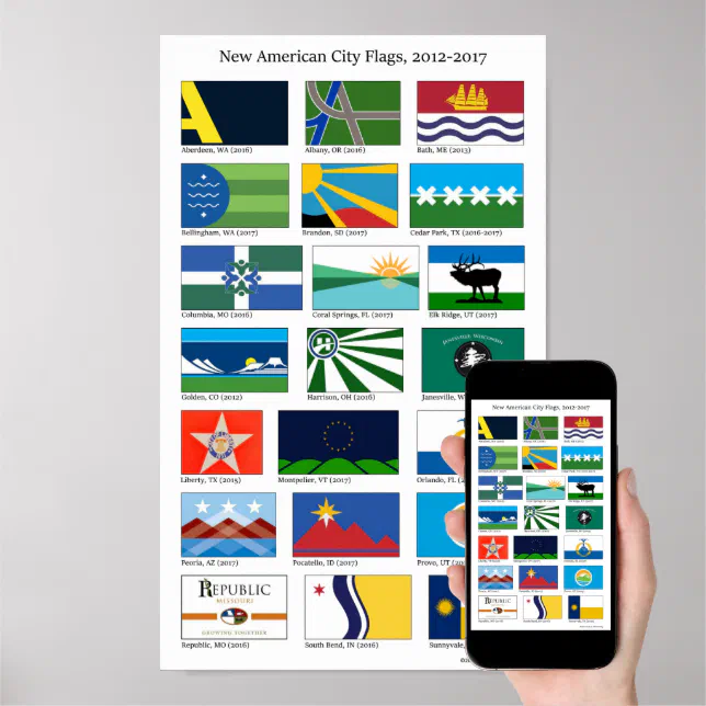 New American City Flags, 2012-2017 (8.5 x 14 in) Poster | Zazzle