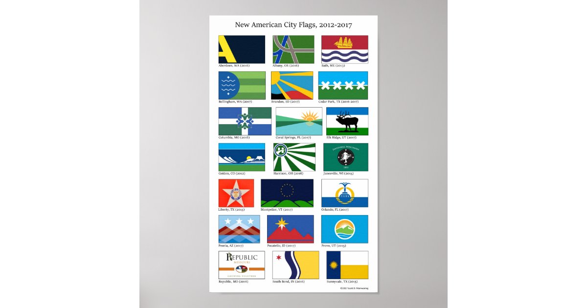 New American City Flags, 2012-2017 (8.5 x 14 in) Poster | Zazzle.com