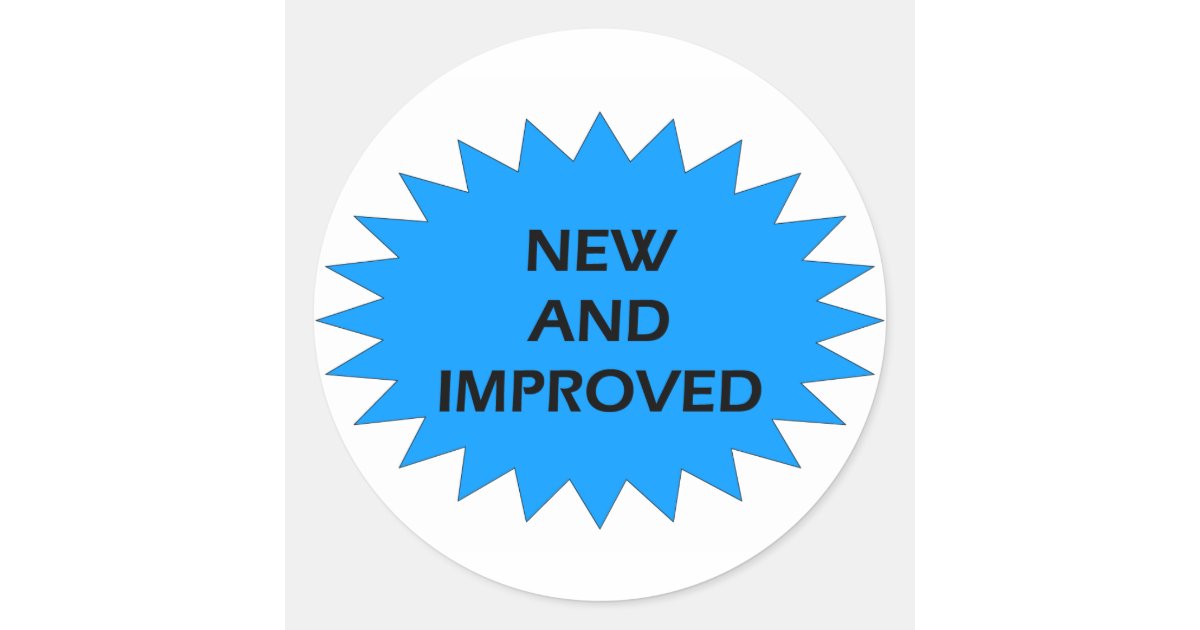 New And Improved Blue Star Classic Round Sticker Zazzle
