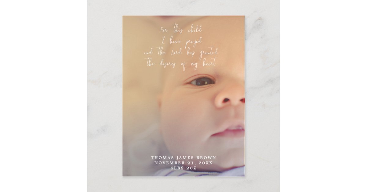 new baby birth announcement photo postcard | Zazzle
