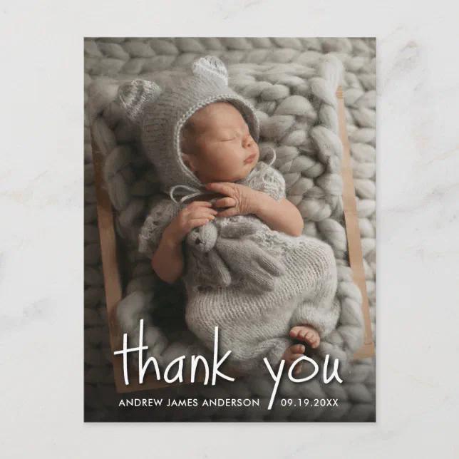 New Baby Birth Announcement Thank You Postcard | Zazzle