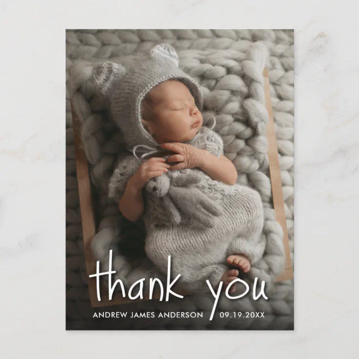 New Baby Birth Announcement Thank You Postcard | Zazzle