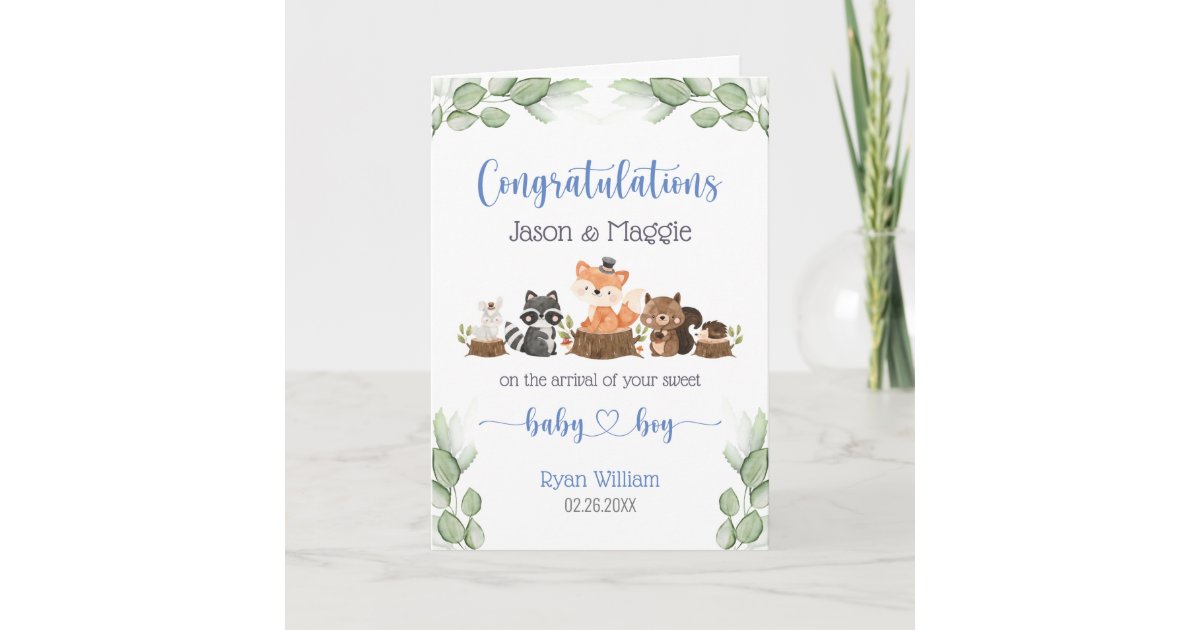 New Baby Boy Blue Personalized Congratulations Card | Zazzle