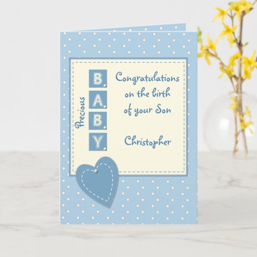 New Baby Boy congratulations blue Card | Zazzle