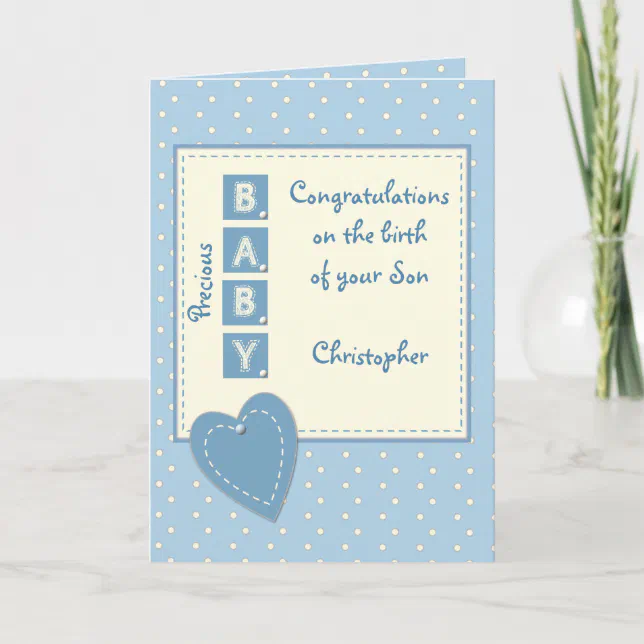 New Baby Boy congratulations blue Card | Zazzle