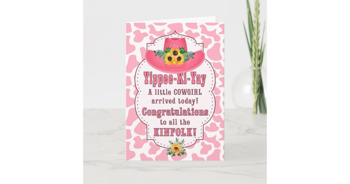 New Baby COWGIRL Western Pink Congratulations Card | Zazzle