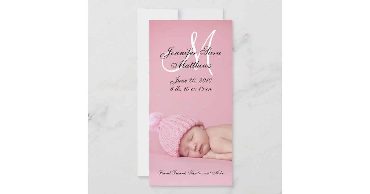 New Baby Girl Birth Announcement Photo Cards | Zazzle