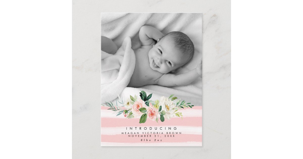 new baby girl birth announcement photo postcard | Zazzle