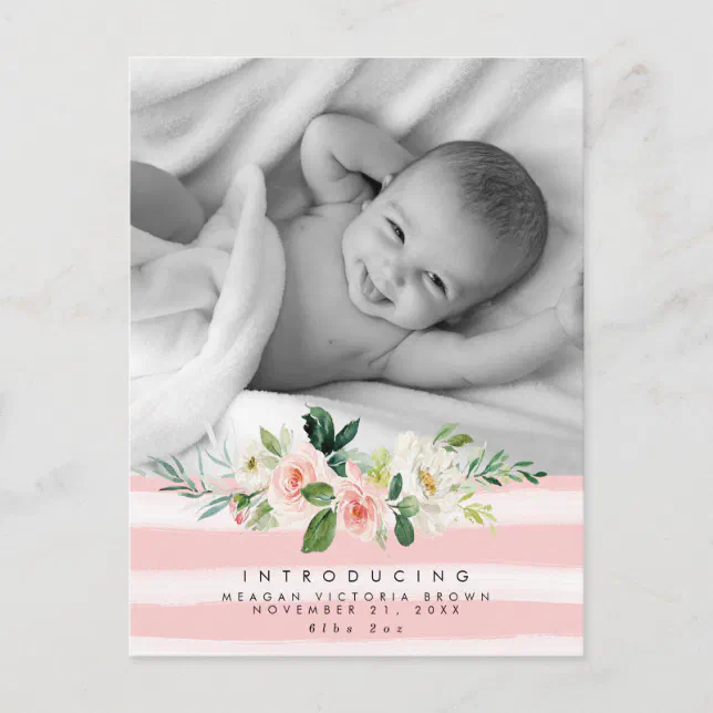 new baby girl birth announcement photo postcard | Zazzle
