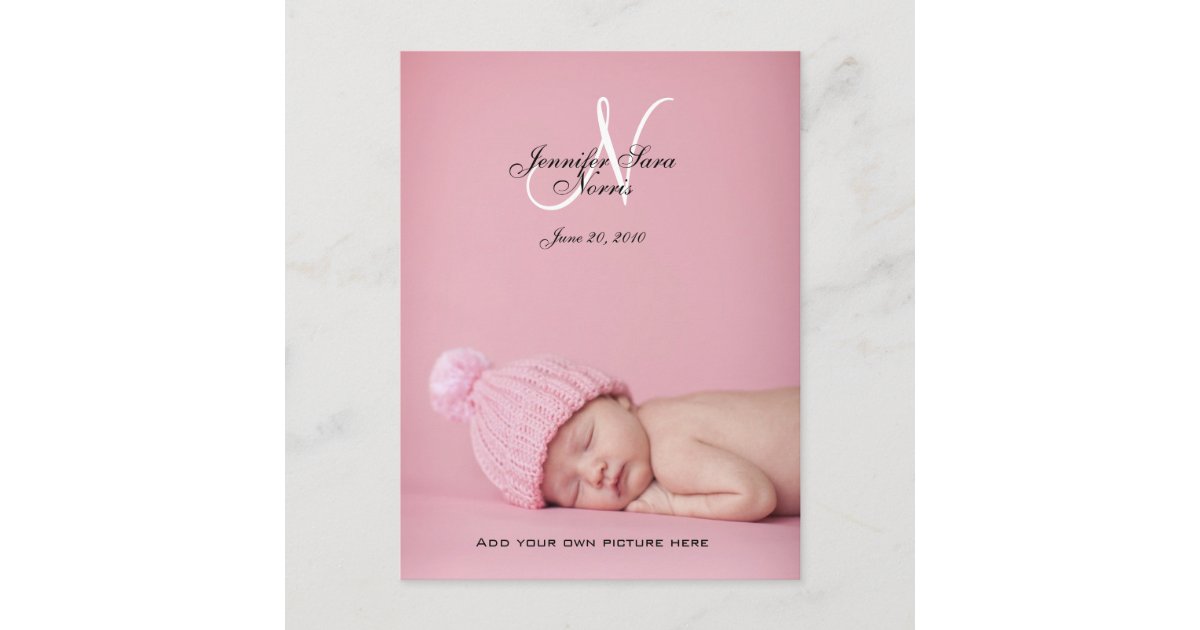 New Baby Girl Birth Announcement Photo Postcards | Zazzle