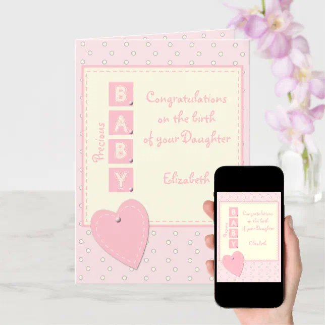 New Baby Girl congratulations pink Card | Zazzle