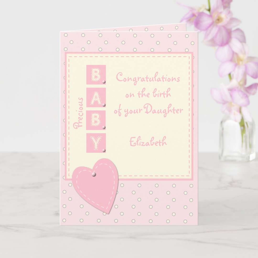 New Baby Girl congratulations pink Card | Zazzle