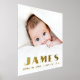 New baby newborn name date length weight photo foil prints | Zazzle