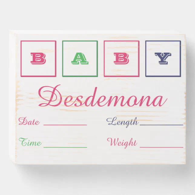 New Baby Nursery Hospital Door Baby Statistics Wooden Box Sign | Zazzle