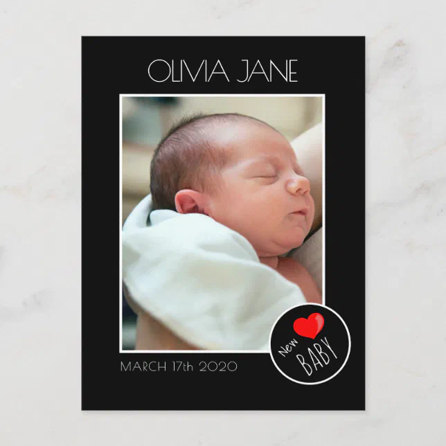 New Baby Photograph Frame - Custom Photo Postcard | Zazzle