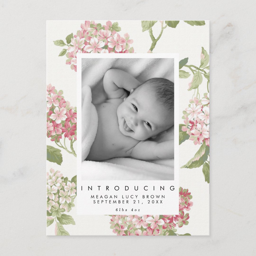 new baby pink floral photo postcard | Zazzle