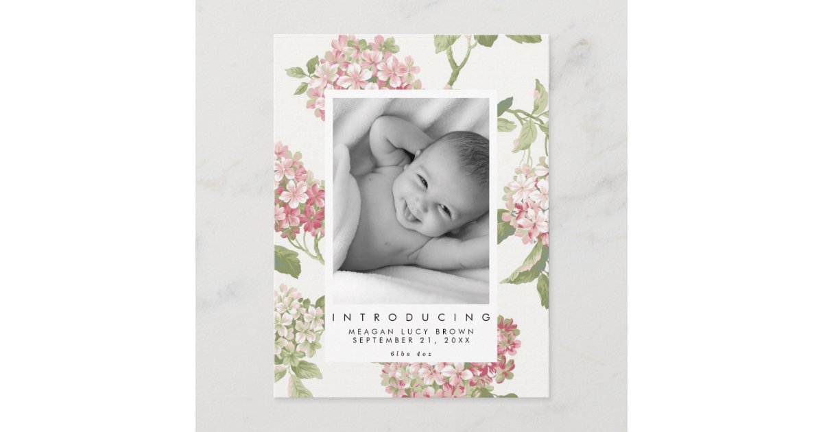 new baby pink floral photo postcard | Zazzle