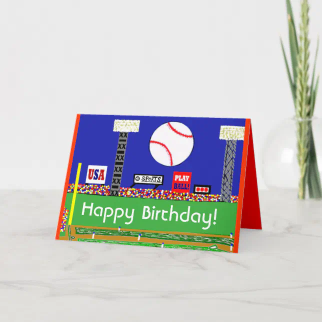 New Baseball Happy Birthday Card | Zazzle
