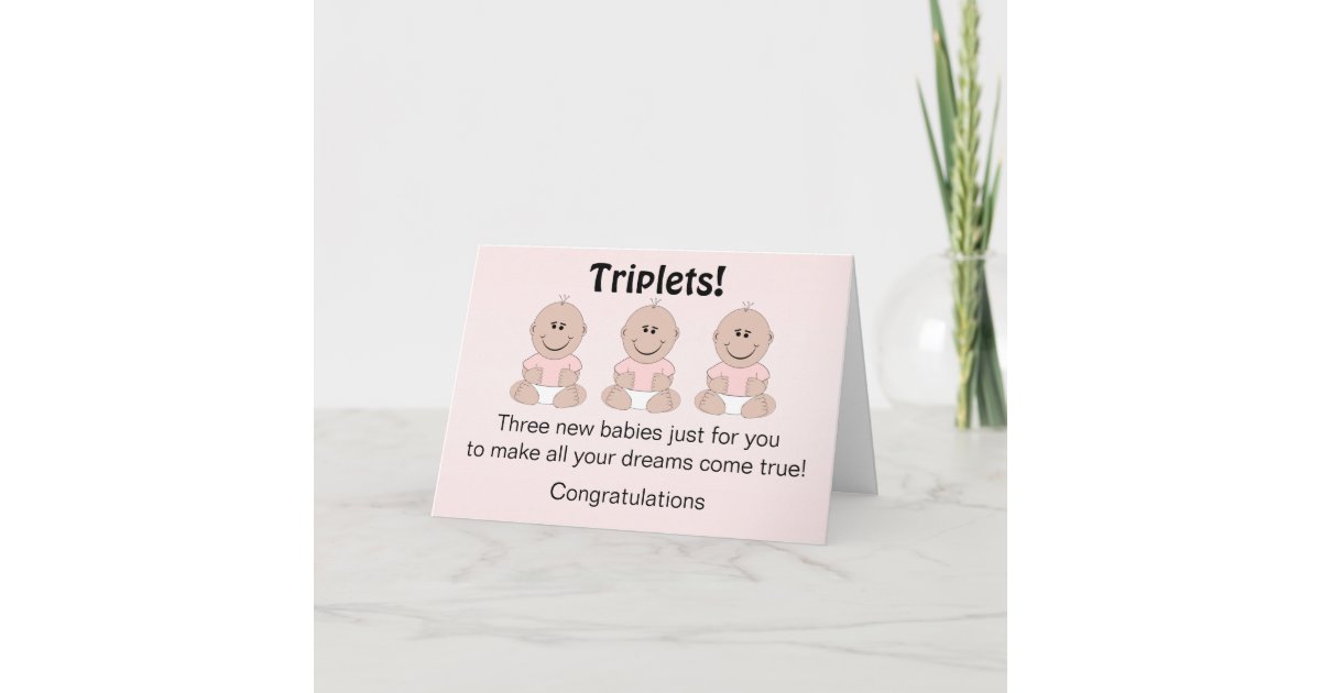 New Born Baby Girl Triplets Card | Zazzle