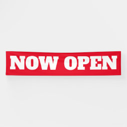 New Business Now Open Red White Large Outdoor Sign | Zazzle