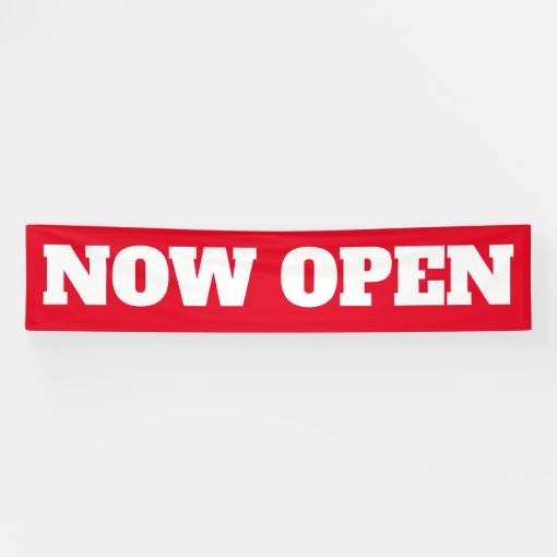 New Business Now Open Red White Large Outdoor Sign | Zazzle