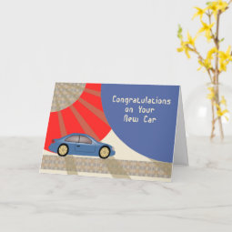 New Car Congratulations, Blue Car, Contemporary Card | Zazzle