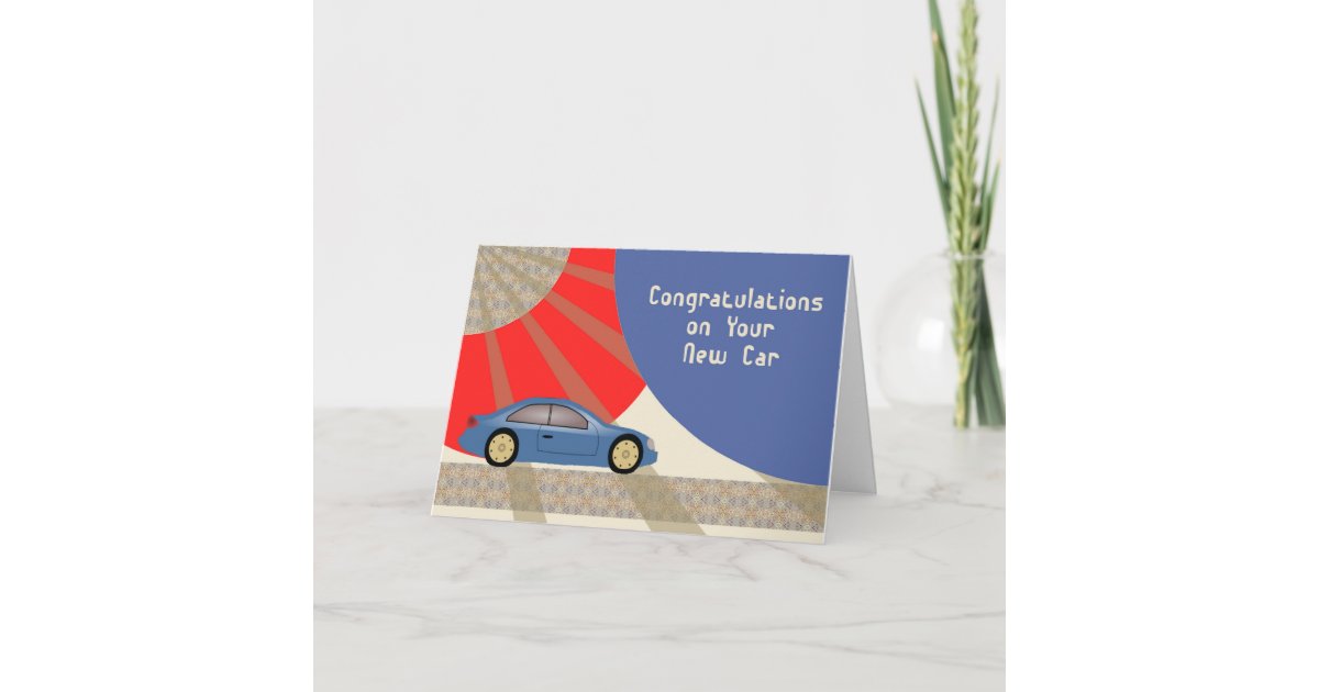 New Car Congratulations, Blue Car, Contemporary Card | Zazzle