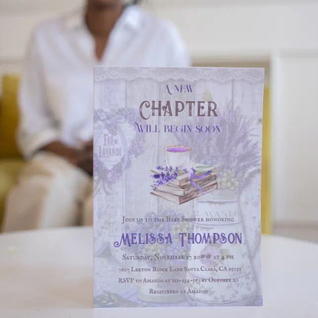 New Chapter Begin Lavender Bouquet Baby Shower Invitation | Zazzle