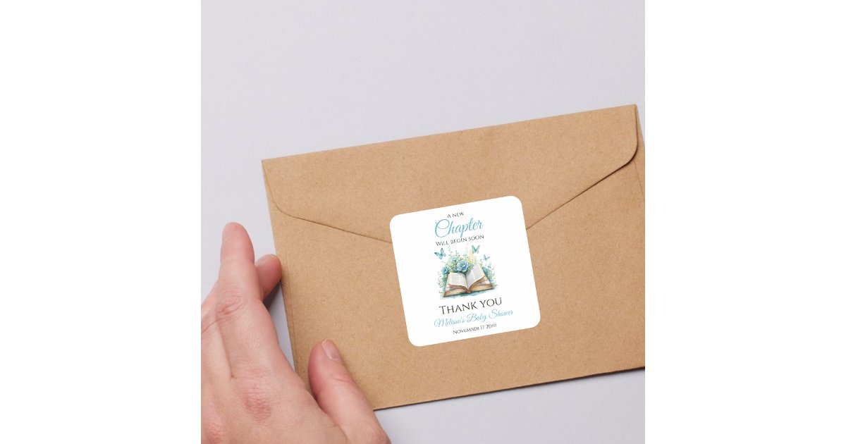 New Chapter Blue Boy Brunch StoryBook Baby Shower Square Sticker | Zazzle