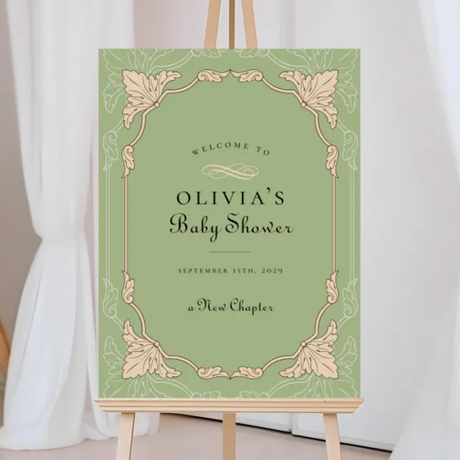 New Chapter Book Library Baby Shower Welcome Sign | Zazzle