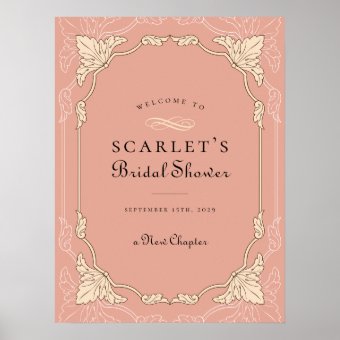 New Chapter Book Library Bridal Shower Sign | Zazzle