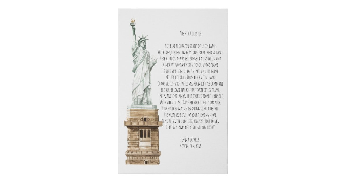 New Colossus Liberty Poem Faux Canvas Print | Zazzle
