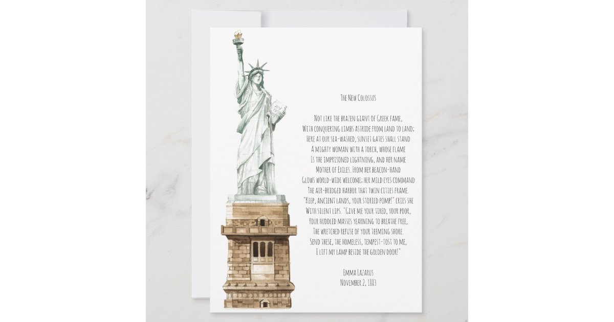 New Colossus Liberty Poem Greeting Card | Zazzle