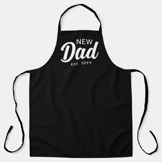 New Dad Black And White Script Custom Chef Apron | Zazzle