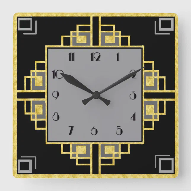 New Deco Square Wall Clock | Zazzle