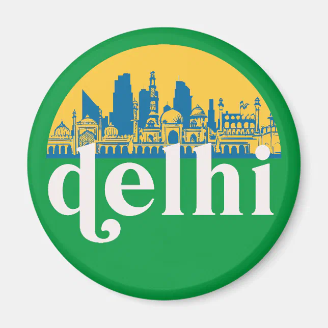 New Delhi India Retro City Skyline Cityscape Art Magnet | Zazzle