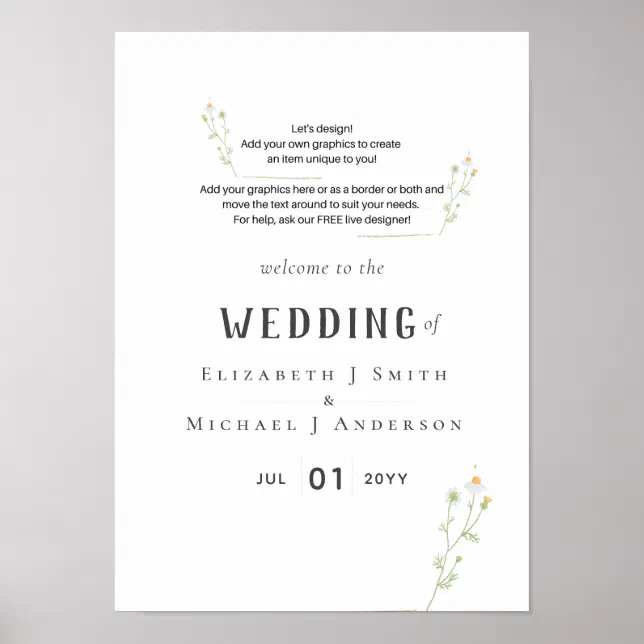 NEW! DESIGN OWN WEDDING SIGN 11x15.4 | Zazzle