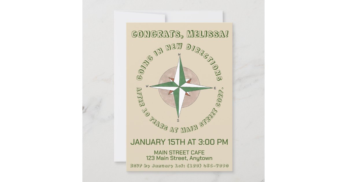 New Directions Compass Going Away Retirement Party Invitation | Zazzle
