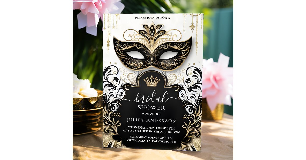 New Dress Code Prom Masquerade Ball Bridal Shower Invitation | Zazzle