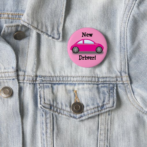New Driver Pink Car Button | Zazzle