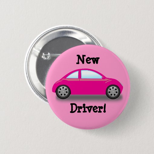 New Driver Pink Car Button | Zazzle