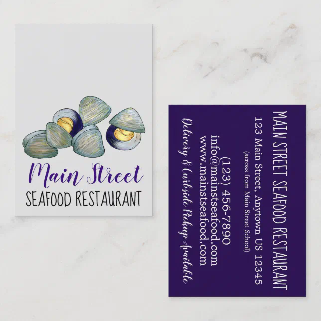 New England Clams Clambake Seafood Restaurant Business Card | Zazzle